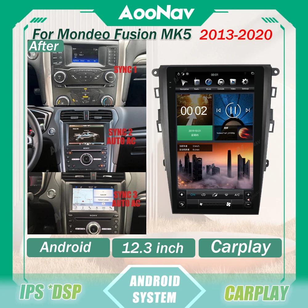 13.6 Inch Android Auto For Ford Mondeo Fusion Mk5 2013-2020 Multimedia ...