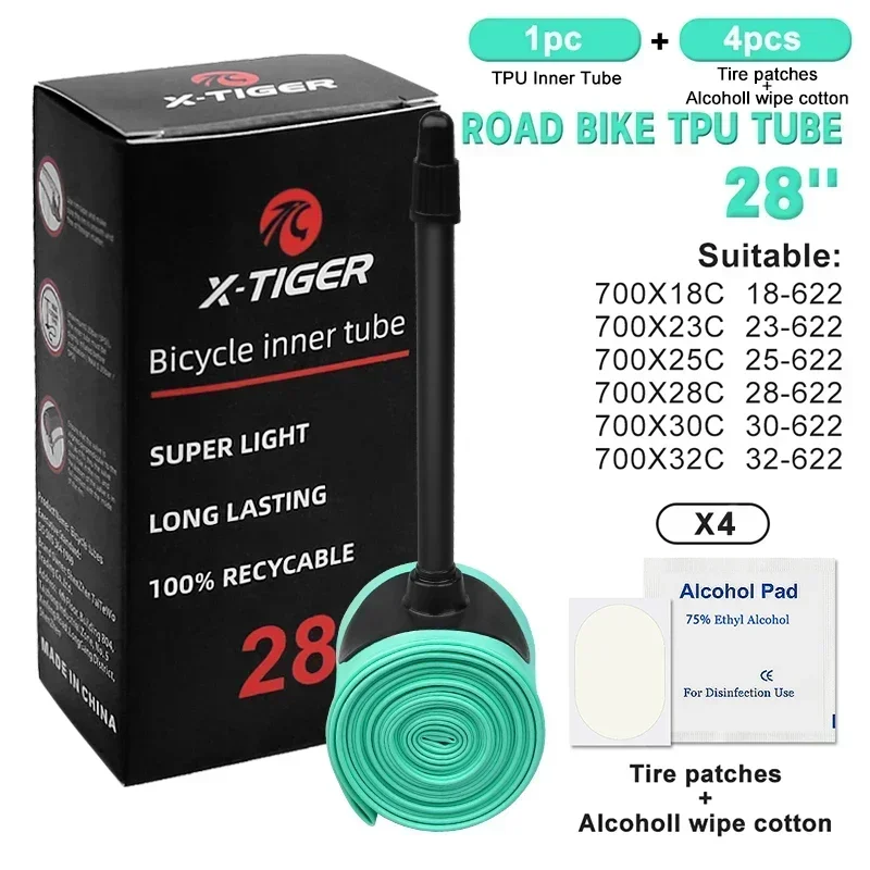 X-TIGER-Bike-Inner-Tube-Green-28-Inches-700-x-18-32C-TPU-Ultralight ...