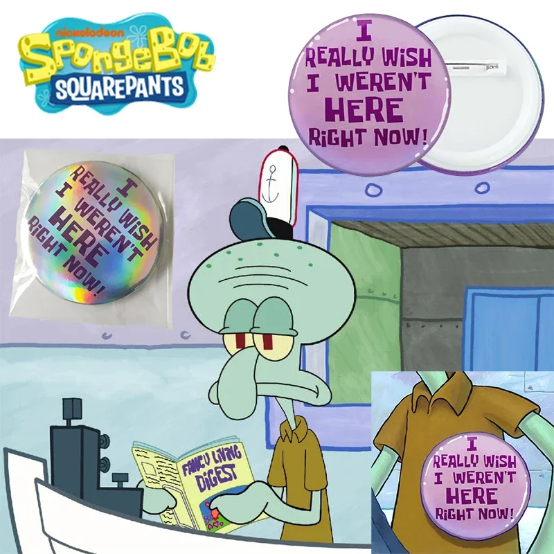 5-8cm-SpongeBob-Squidward-Soft-Button-Pin-Anime-Laser-Brooch-I-Really ...