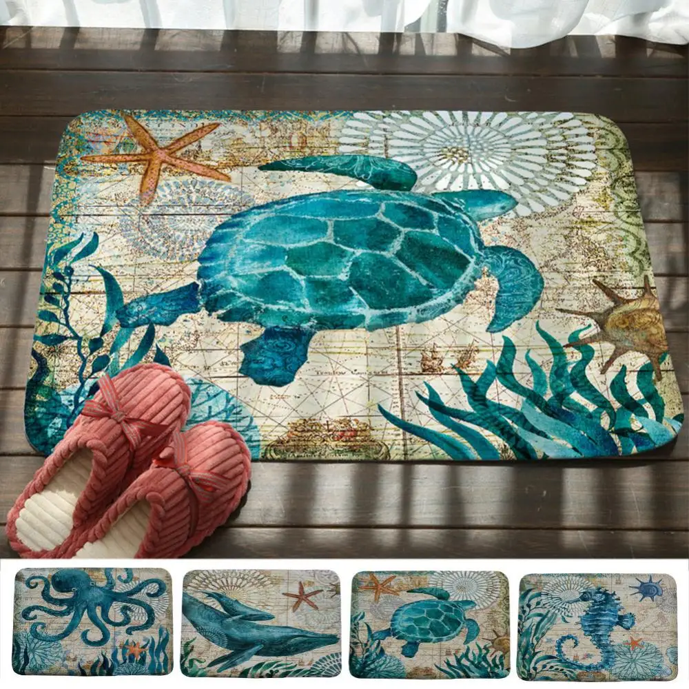 Flannel-Funny-Mat-Animal-Octopus-Whale-Turtle-Seahorse-Bathroom-Kitchen ...