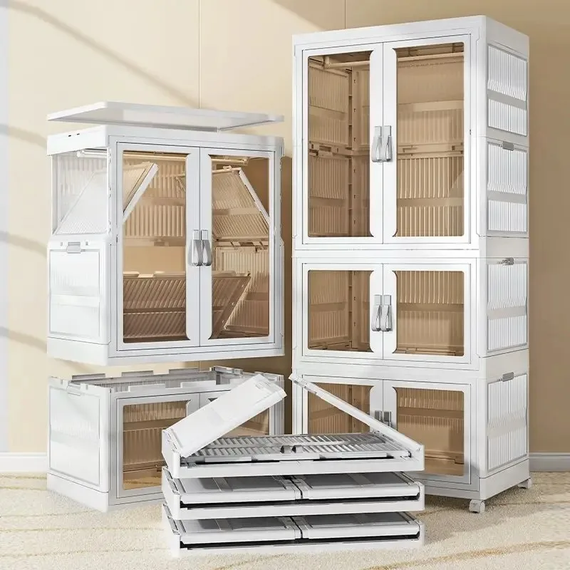 Folding-Wardrobe-Transparent-Plastic-Storage-Cabinet-With-Pulleys-For ...