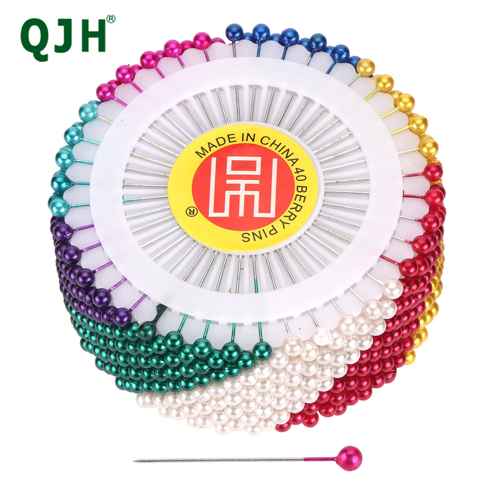 480Pcs-Sewing-Pins-Straight-Pins-Head-Pins-Colorful-White-Round-Pearl-Head-Dressmaking-Quilting ...