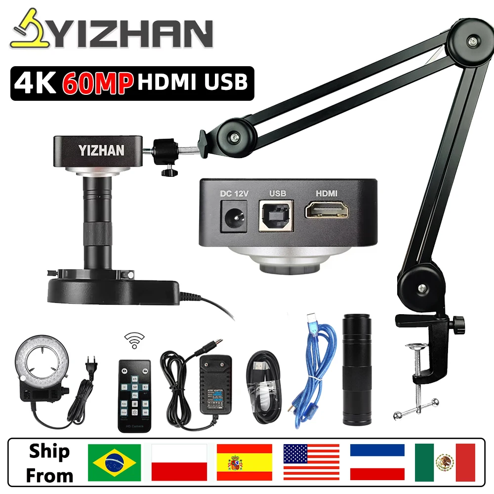 Câmera microscópica hdmi 4k 60mp para celular, lente zoom 150x ...