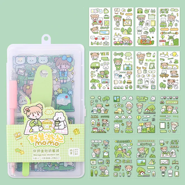 1 Box Scrapbook Matricák Segédkéskés Lapát Csipeszes A Naplótervező ...