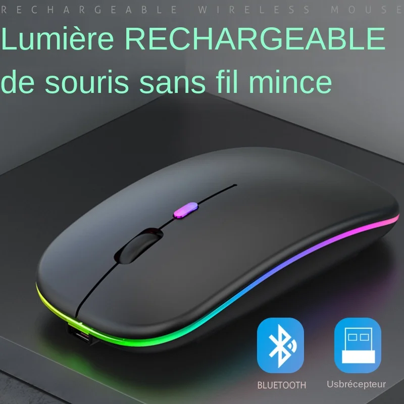 Souris sans fil Bluetooth, 2.4G, USB, lumineuse, pour tablette ...