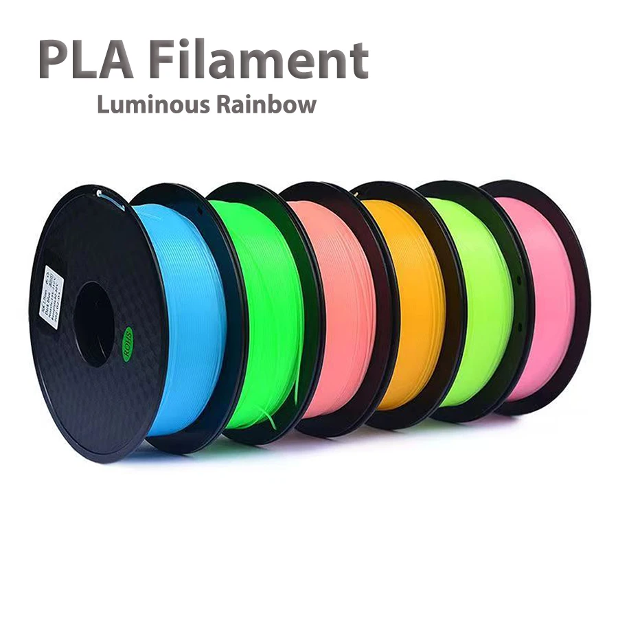 250g 3D PLA Luminous Filament Rainbow Noctilucent Pink Red Blue ...