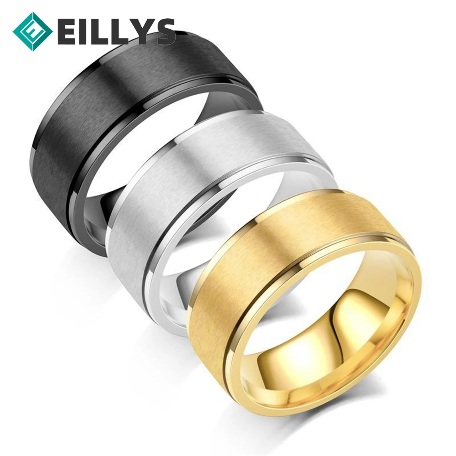 Female-Jewelry-Gift-Titanium-Steel-Black-Gold-Silver-Finger-Rings-Women ...