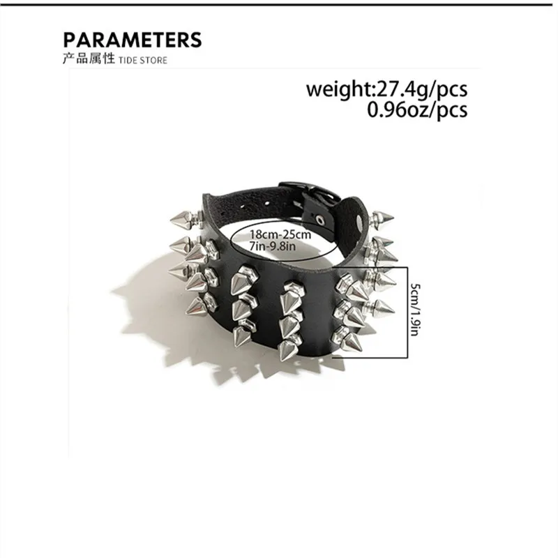 Pulsera Con Pinchos De Filas Para Hombre Y Mujer, Brazalete, 44% OFF
