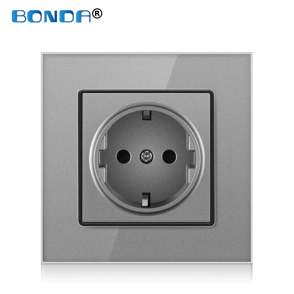BONDA EU Standard White Black Gold Crystal Glass Panel AC 110 250V 16A ...