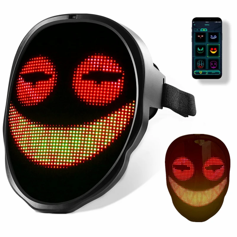 Halloween Light Up Mask With Led Screen App Controlled Led Mask Full ...