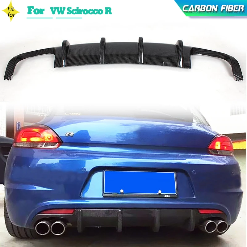 Carbon Fiber Car Rear Diffuser Lip Spoiler For Volkswagen VW Scirocco R ...