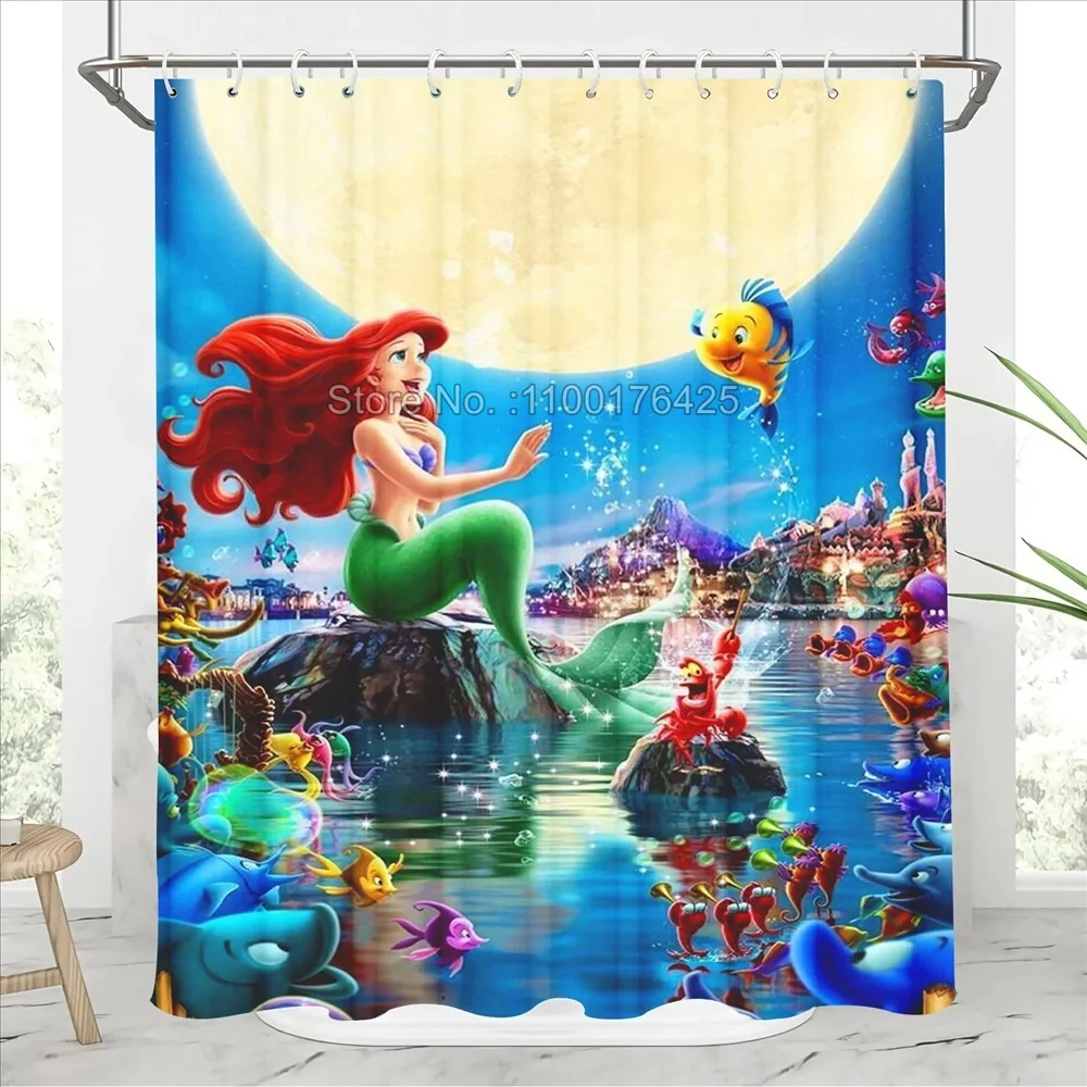 Ariel-Princess-Shower-Curtain-Cute-Little-Mermaid-Setluxury-Bright ...