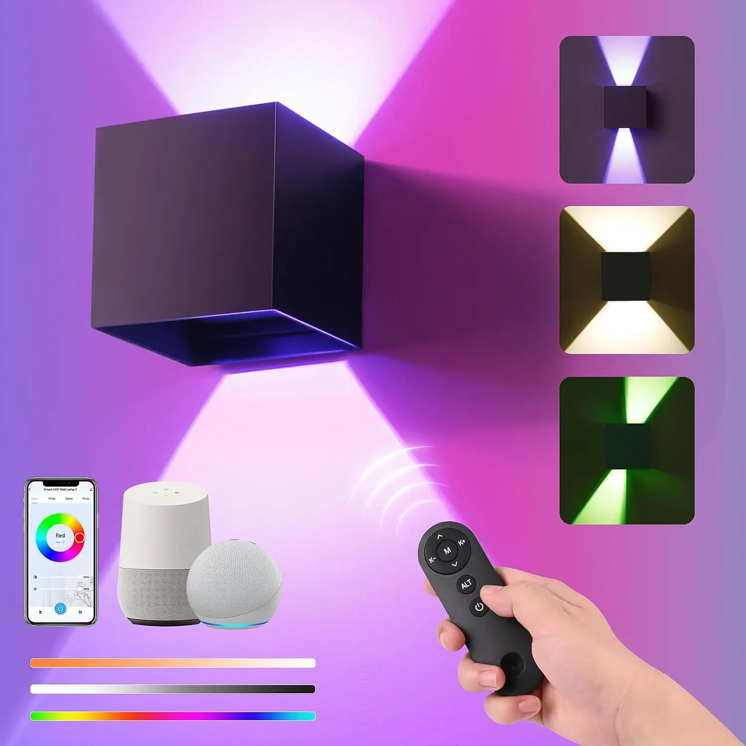 Smart-LED-Wall-Lamp-WIFI-APP-Alexa-Google-Control-RGBCW-2700-6500K-Cube ...