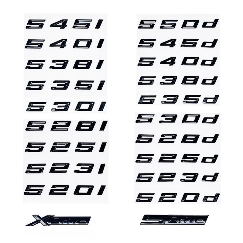 Glossy Black ABS Emblem for BMW 5 Series E39 E60 E61 F10 F11 G30 - 520i ...