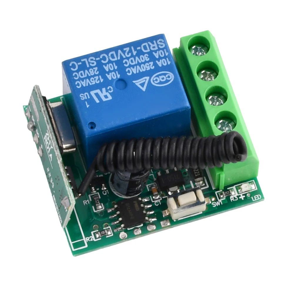 2Pcs DC 12V 1CH Relay 433MHz Receiver Transmitter Universal Wireless ...
