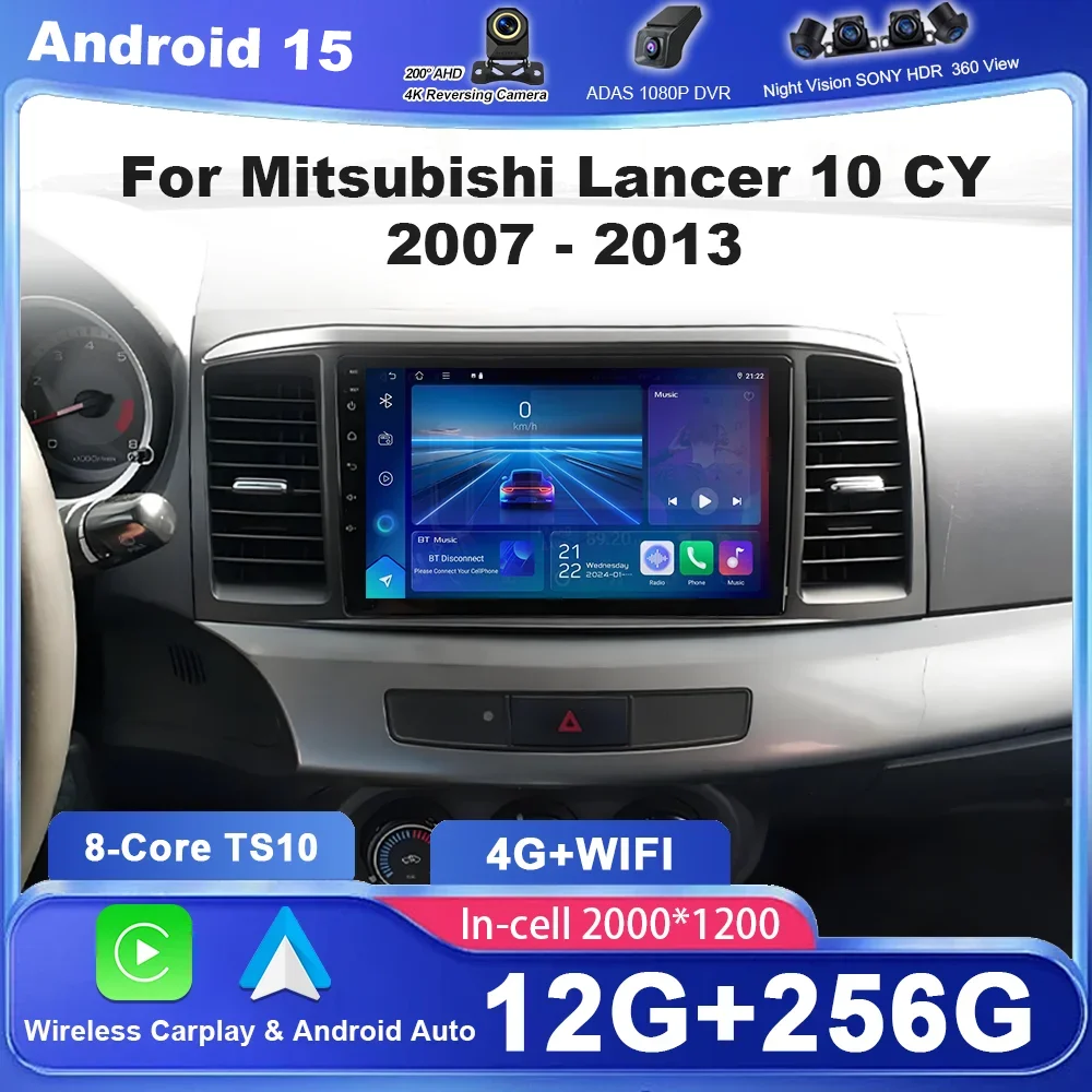 Android 15 Car Radio Stereo For Mitsubishi Lancer 10 CY 2007 - 2013 ...