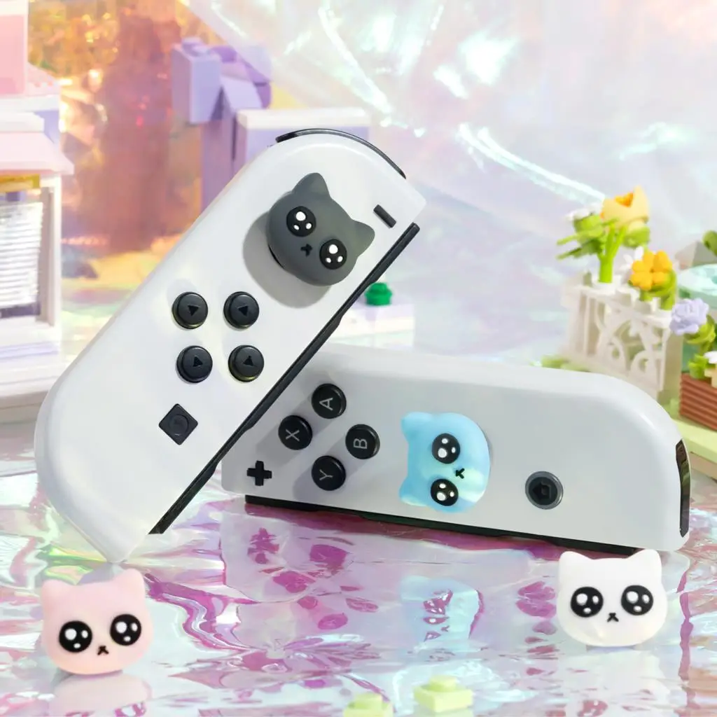 4-Colors-Tearful-Cat-Silicone-Soft-Thumb-Stick-Grip-Cap-Joystick-Cover ...