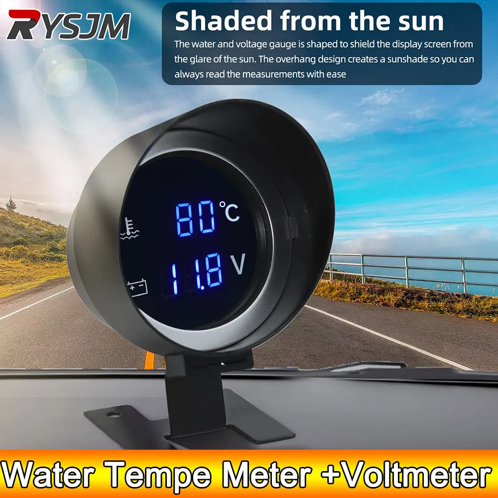 AD Motorcycle Car Modified Water Temperature Meter Voltmeter 12V 24V ...