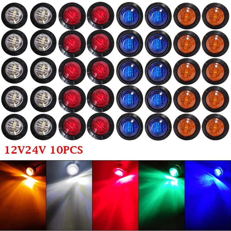10PCS 12V 24V LED Side Marker Lights Car Light Front Grille Lamps ...