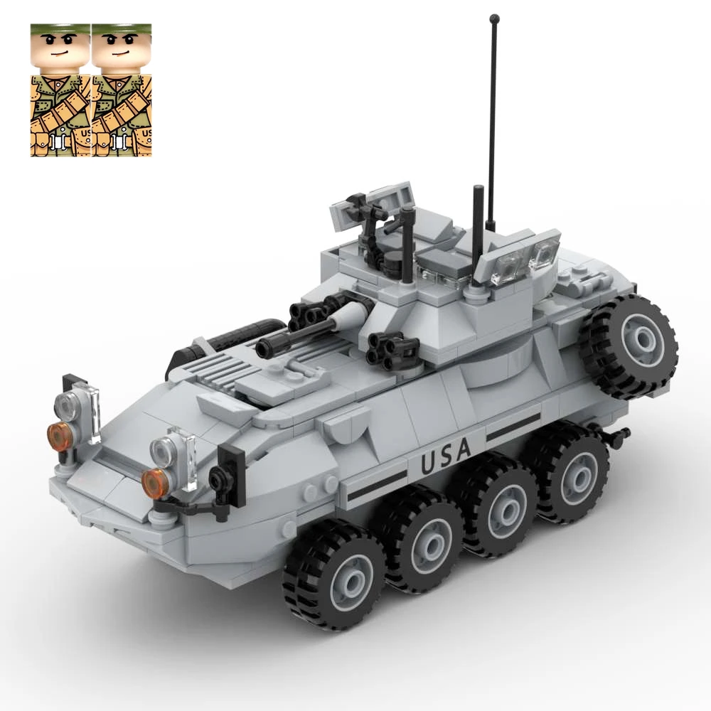 Vehículo de reconocimiento blindado de ocho ruedas, juguete de bloques de construcción, arma ...