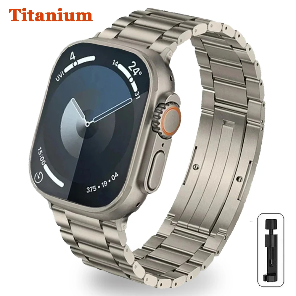Titanium-Watch-Band-For-Apple-Watch-Ultra-49mm-Luxury-Link-Bracelet-For ...