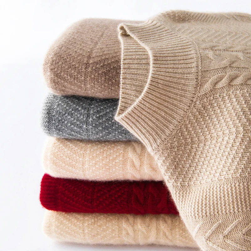 Autumn/Winter New Women's 100% Cashmere Thick Sweater Casual Solid ...