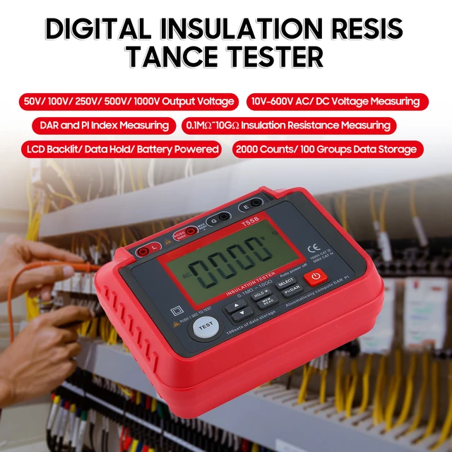 200GΩ 2500V Digital Insulation Resistance Tester 1000V, 42% OFF