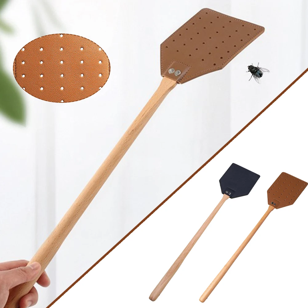 Matamoscas-port-til-de-cuero-PU-1-piezas-Manual-con-mango-largo-de ...