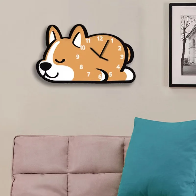 Cartoon-Corgi-Dog-Wall-Clocks-Creative-Living-Room-Children-s-Room ...