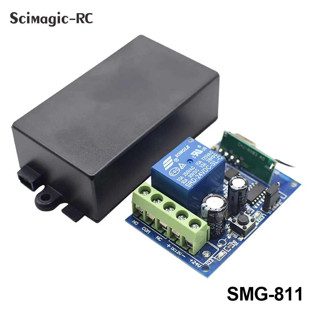 Universal Garage Receiver 1CH DC 12V 24V Relay Module For 433MHz 433.92Mhz Remote Control ...
