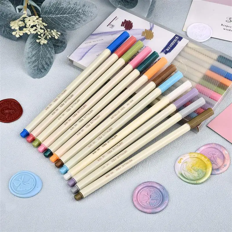 12colors/Set Sealing Wax Stamp Mark Pen DIY Art Decoration Fire Paint ...
