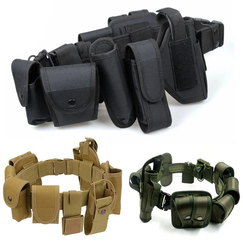 Tactical 10in1 Police Duty Belts with Gun Holster Flashlight Pouch ...