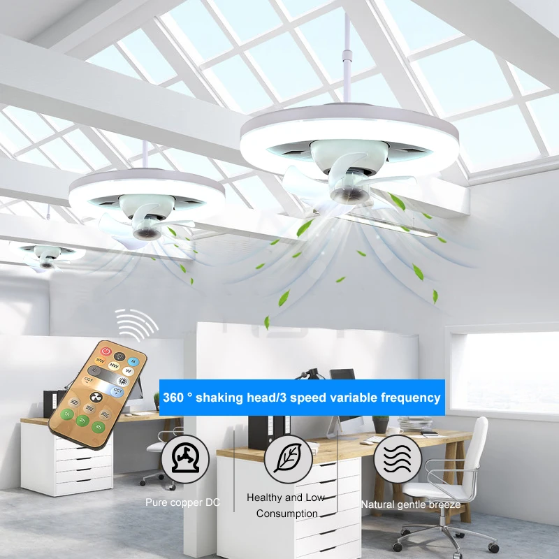 Ventilador-de-teto-com-luz-LED-e-controle-remoto-rota-o-de-360-l-mpada ...