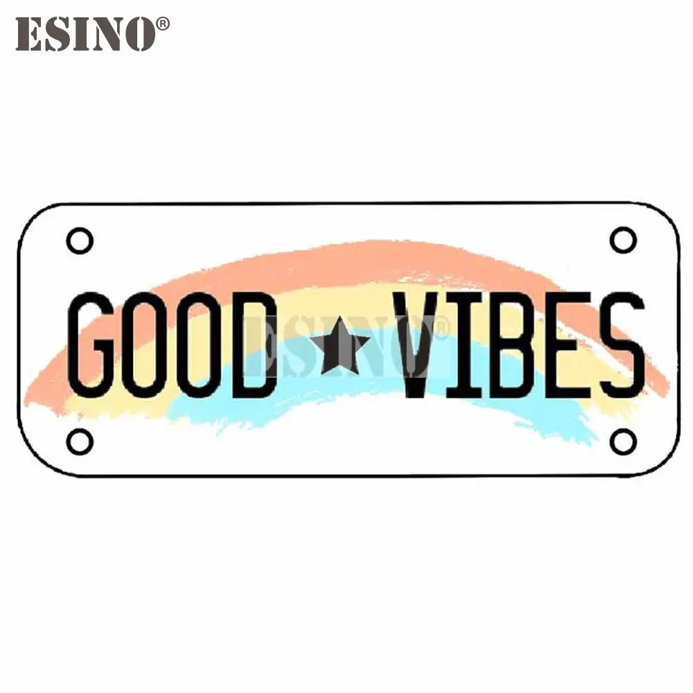Car Styling Creative Good Vibes License Plate Style Trunk Decal Cartoon ...
