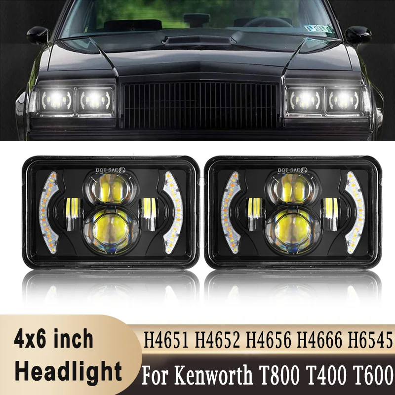 4x6inch-LED-Square-Headlights-Replacement-for-H4651-H4652-H4656-H4666 ...