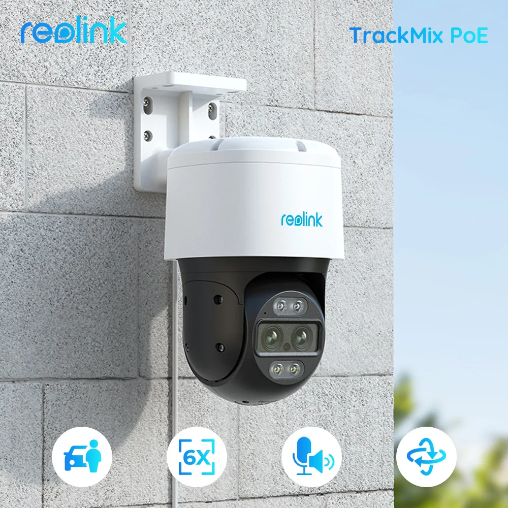 Reolink TrackMix Series Poe & WiFi Camera 4k Dual Lens PTZ Auto ...