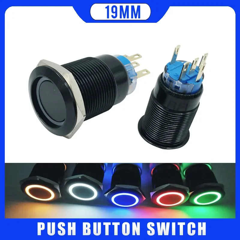 19mm-Self-locking-Fixation-Alumina-black-push-button-with-LED-3V-5V-12V ...