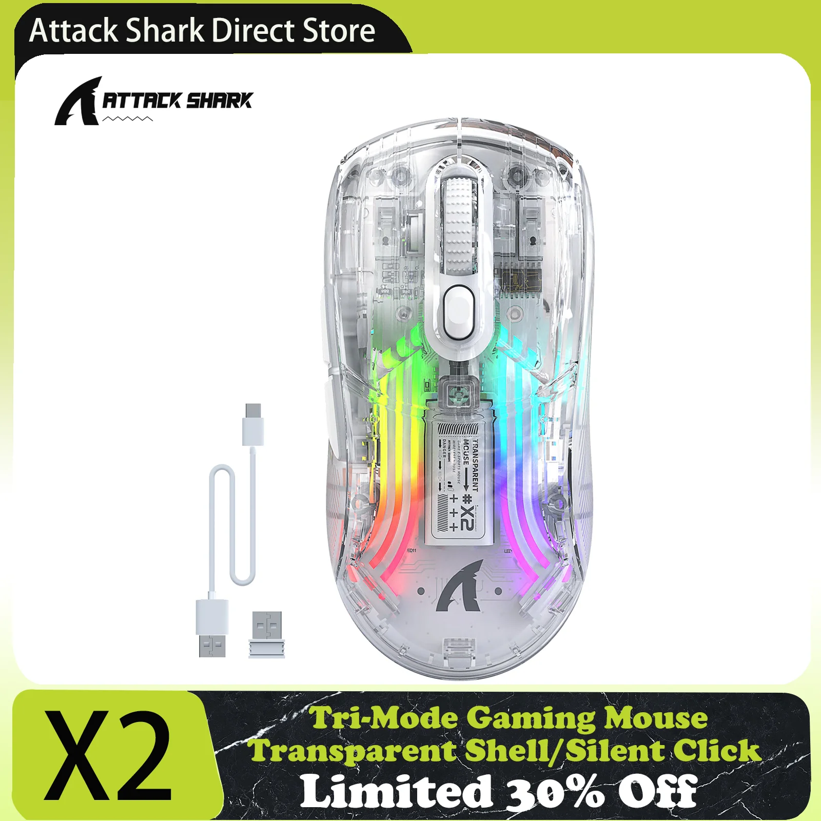 ATTACK SHARK X2 Wireless Gaming Mouse, Tri-Mode, 2.4Ghz/Bluetooth 5.0 ...