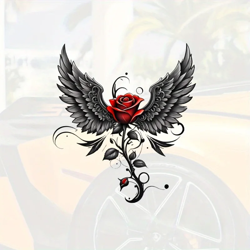 Stunning-Angel-Wings-Rose-Car-Stickers-Decals-Durable-Weather-Resistant ...