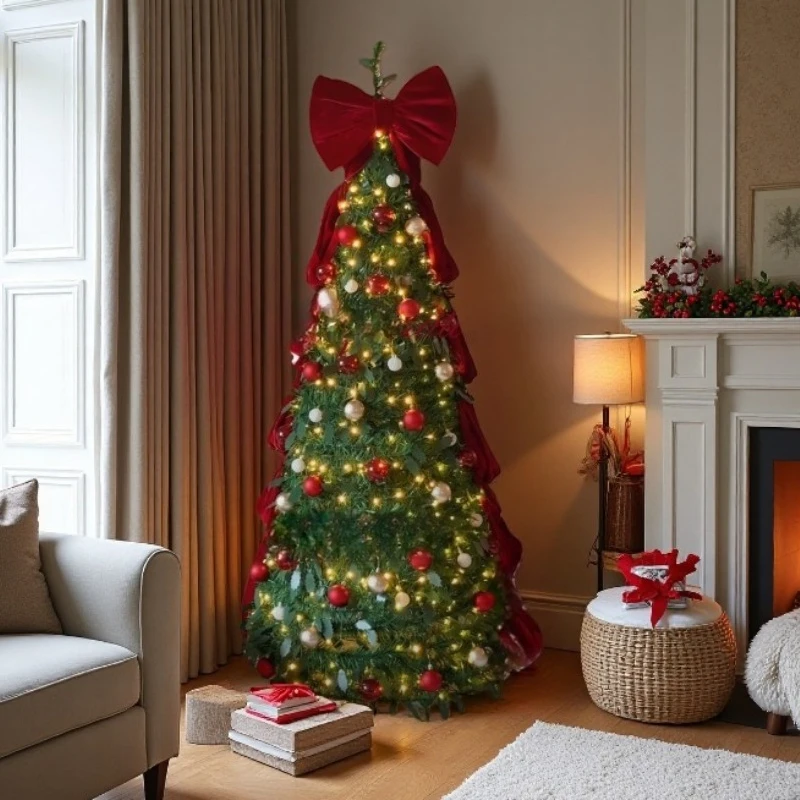 1.2M-1.8m Extendable Christmas Tree Foldable Xmas Tree for Home Garden ...