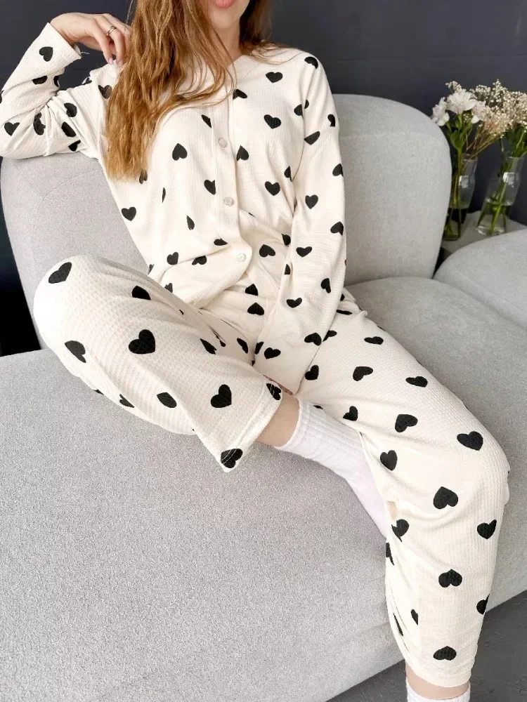 Conjunto-de-pijamas-estampado-para-mulheres-pijamas-de-tecido ...