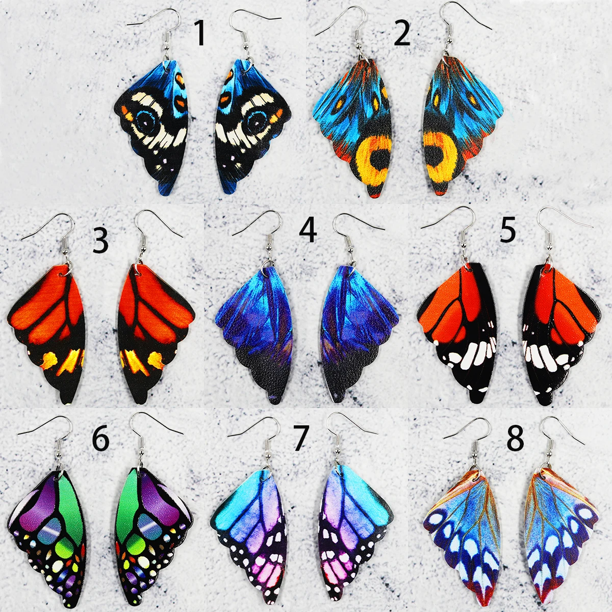 Butterfly leather earrings bionic butterfly wings butterfly pattern ...