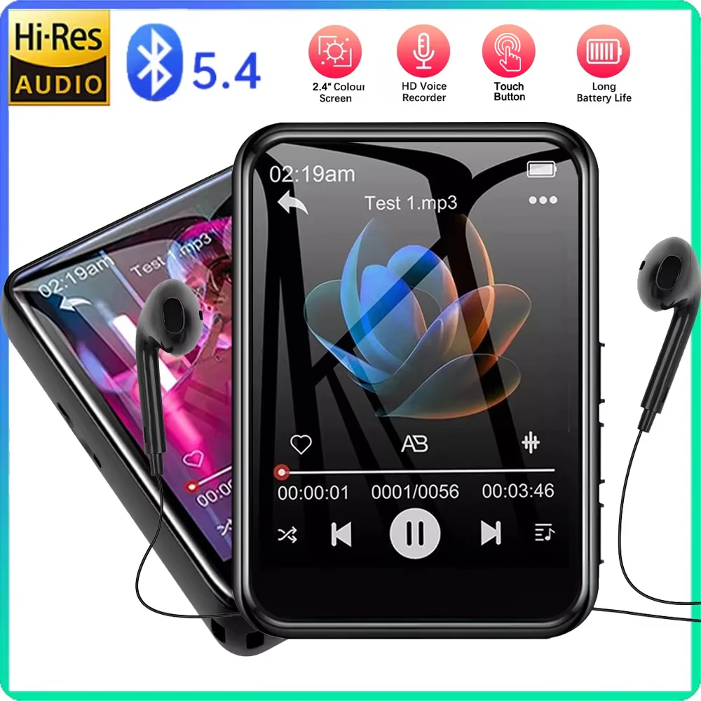 2.4 Inch Full Screen Touch MP3 Player With 32GB Memory Bluetooth 5.4 ...