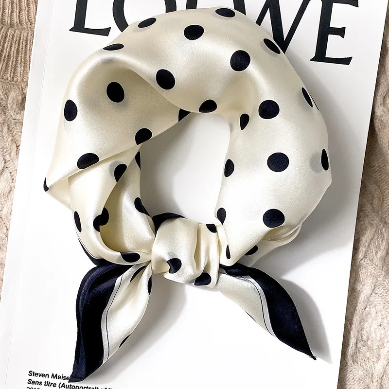 Polka-Dot-Neck-Scarf-for-Woman-100-Natural-Silk-Bandana-Foulard-Luxury ...