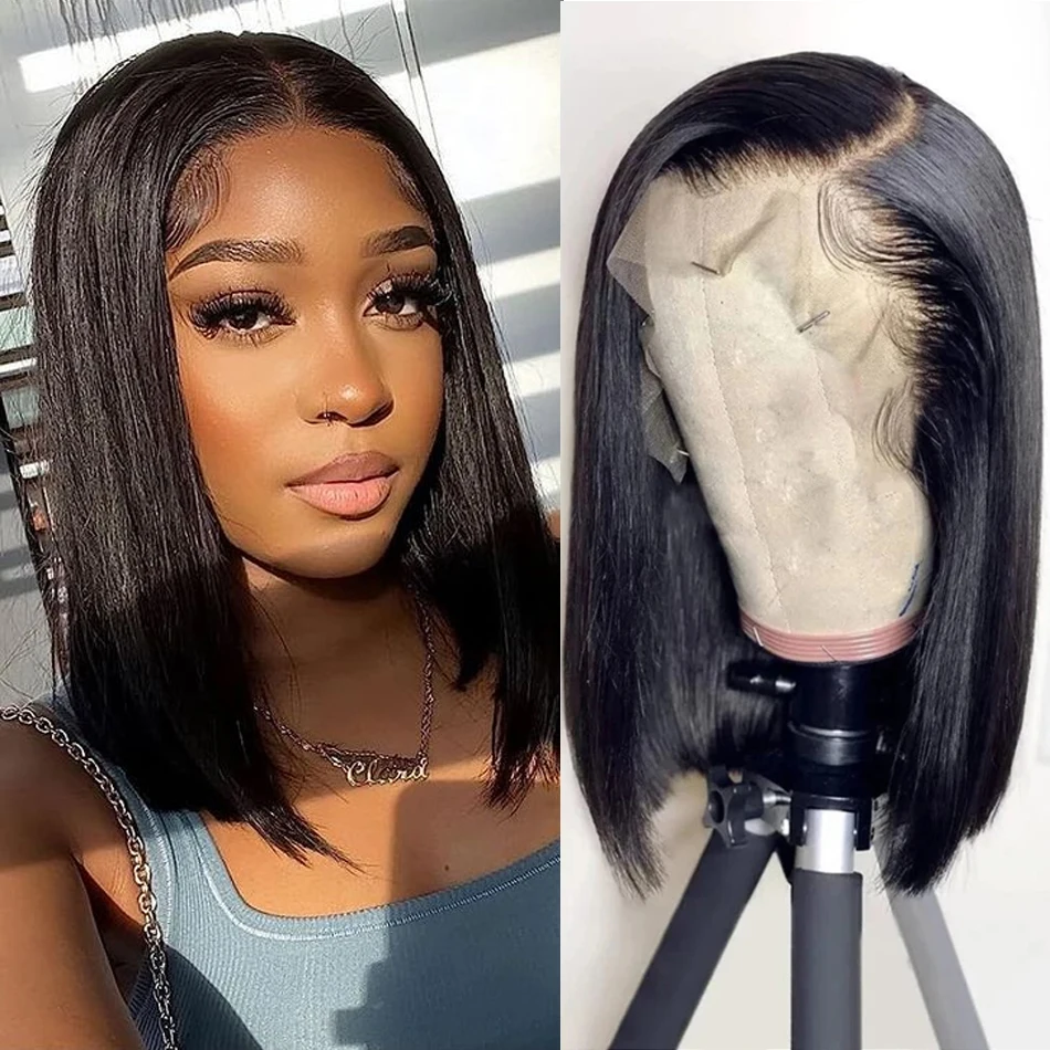 Perruque-Bob-Lace-Closure-Wig-Br-silienne-Naturelle-Cheveux-Lisses-Sans ...