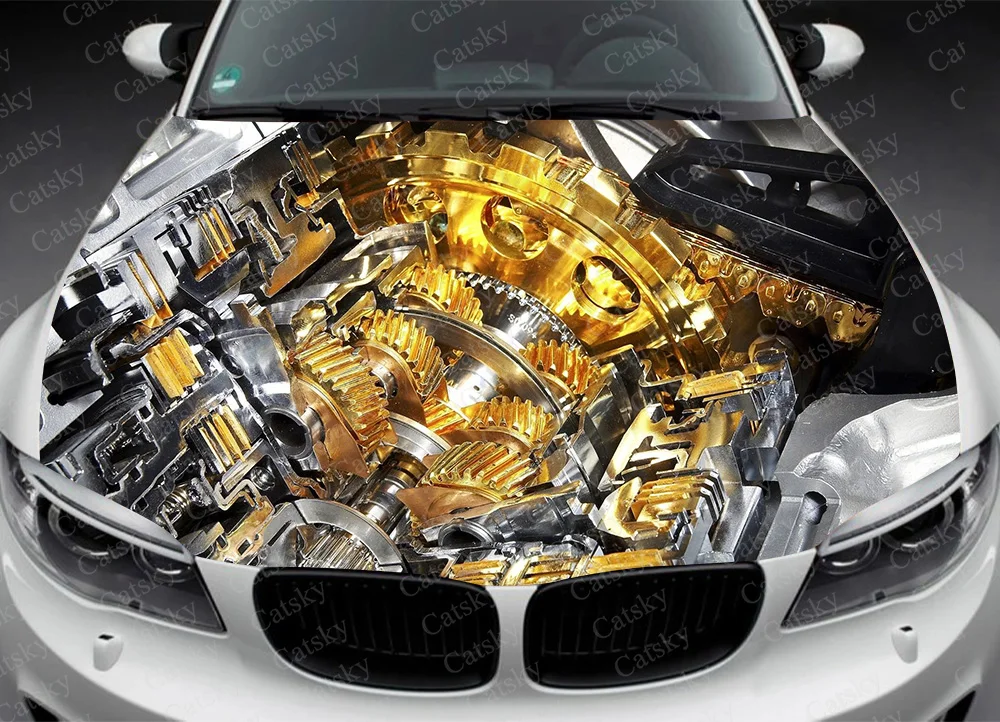 ‘OPEN EXPOSED ENGINE’- Car Bonnet Wrap Decal Full Color Graphics Vinyl ...