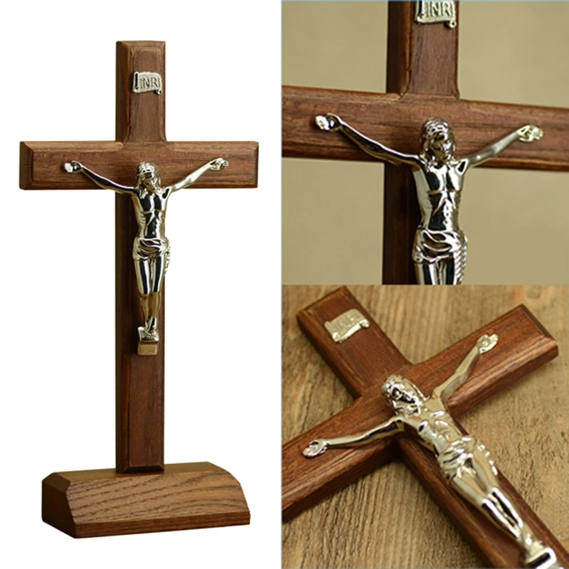 NICEFurniture-Catholic-Standing-Crucifix-Cross-11-inches-Wood ...