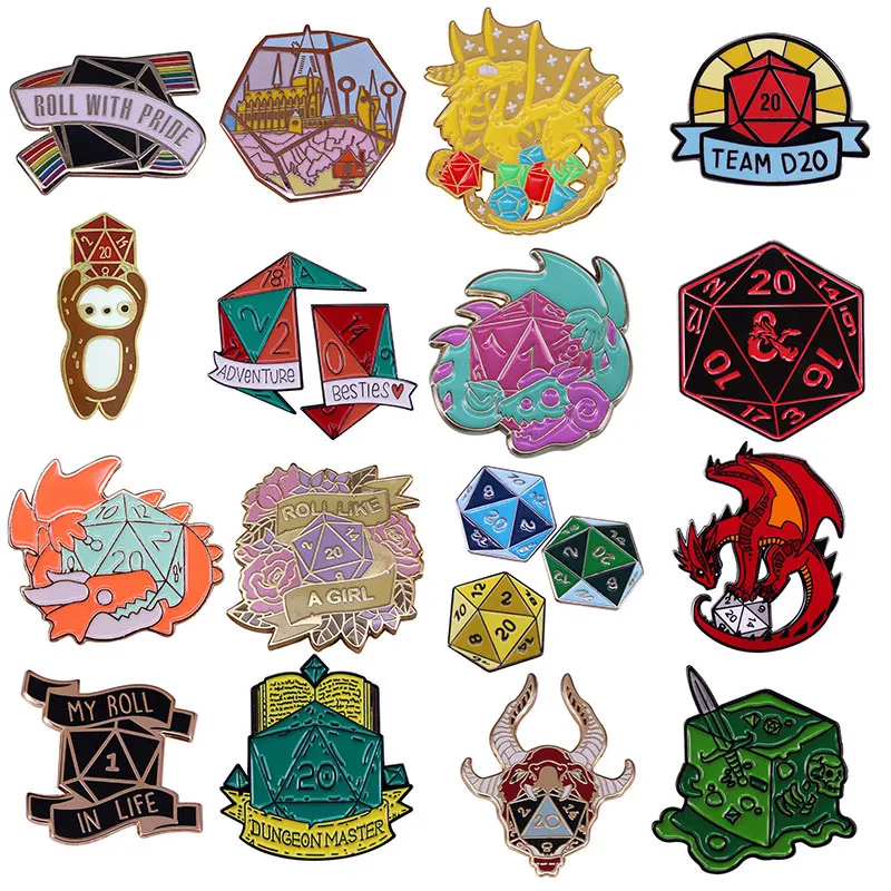 Dragons-Dungeons-Dice-D20-Game-Enamel-Pin-Lapel-Pin-for-Clothes ...