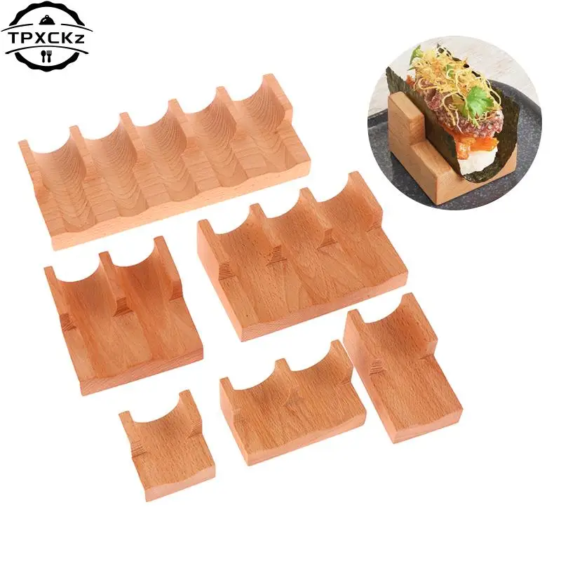 Japanese Sushi Rack Wooden Taco Snack Food Holder Wood Plate Cuisine ...