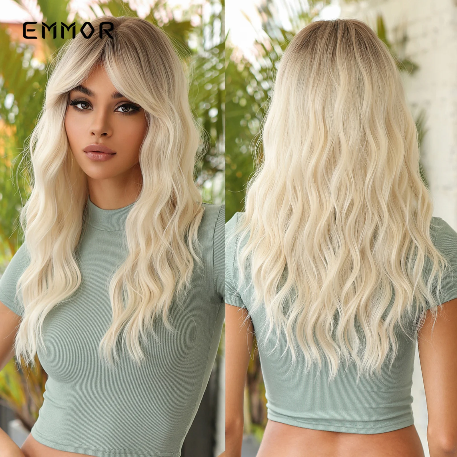 Emmor-Long-Natural-Wavy-Wigs-with-Side-Bang-Ombre-Brown-to-Platinum ...